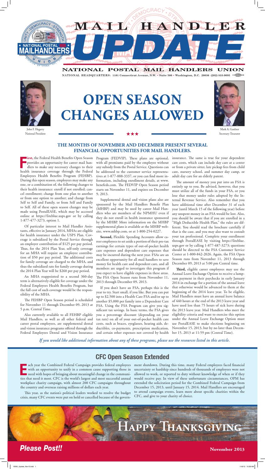 November 2013 Mail Handler Update by National Postal Mail Handlers ...