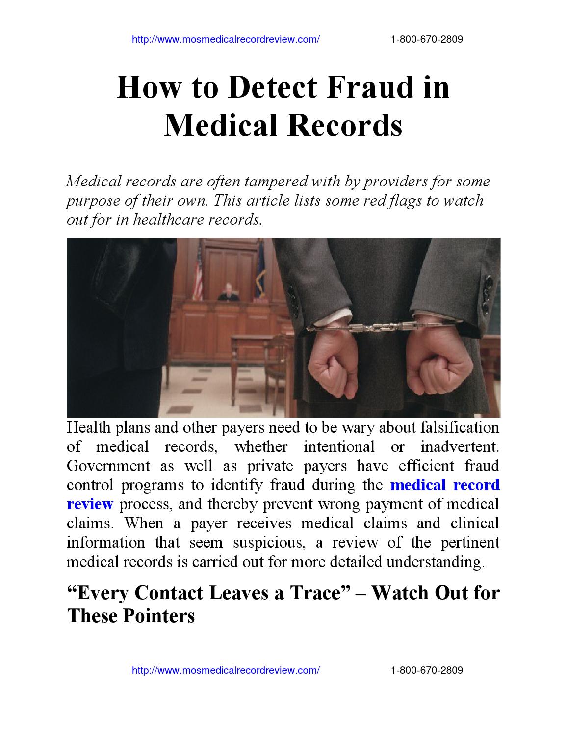 How to detect fraud in medical records by MOS Medical Reviews - Issuu