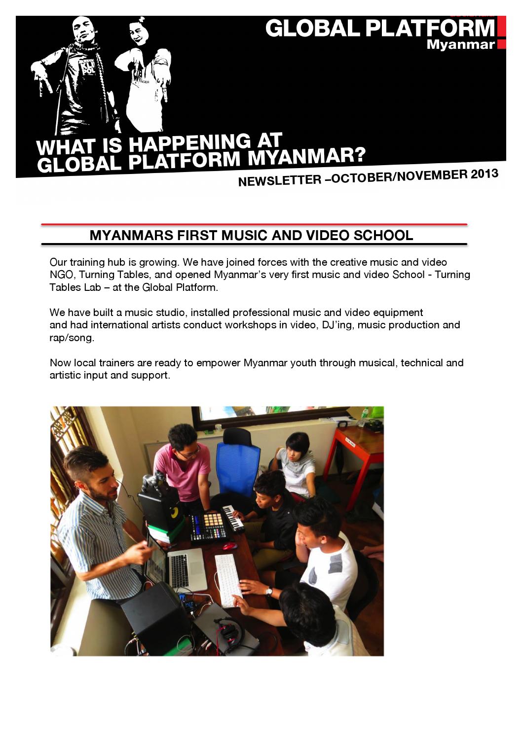 Global Platform Myanmar, Newsletter Oct-Nov 2013 by Global Platforms ...
