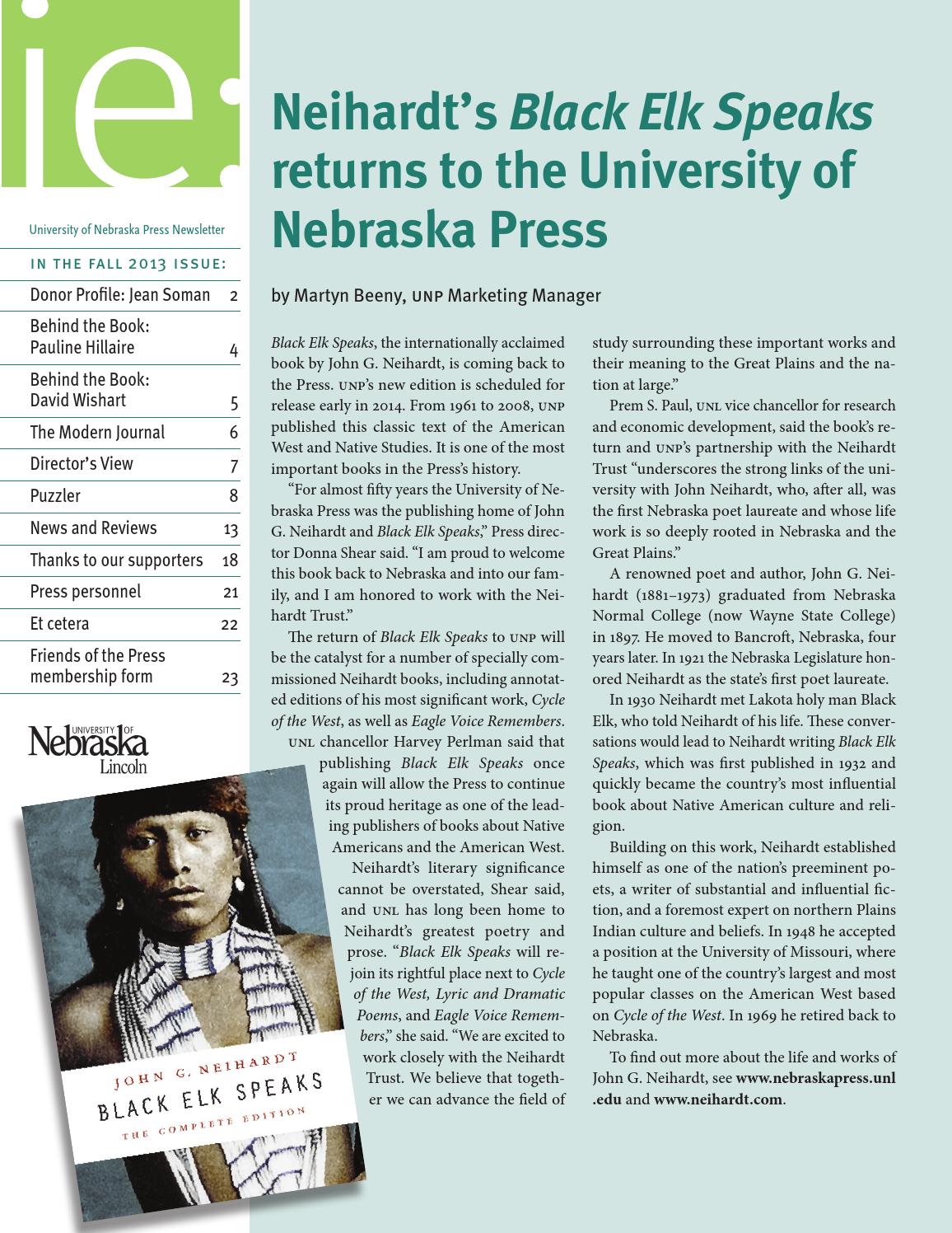 UNP Fall 2013 E-newsletter by University of Nebraska Press - Issuu