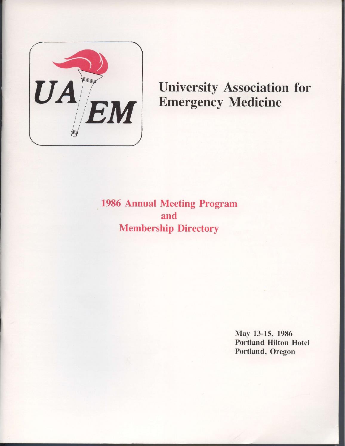SAEM (UAEM) 1986 Annual Meeting Program by Society for Academic ...