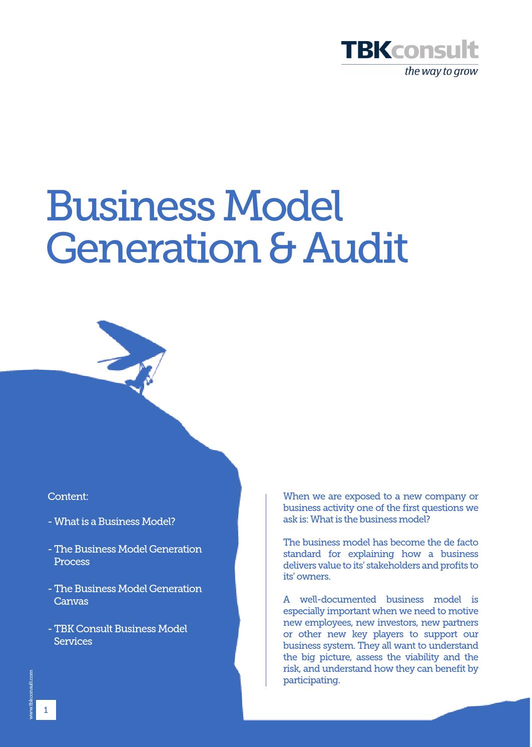 Business Model Generation and Audit by TBK Consult - Issuu