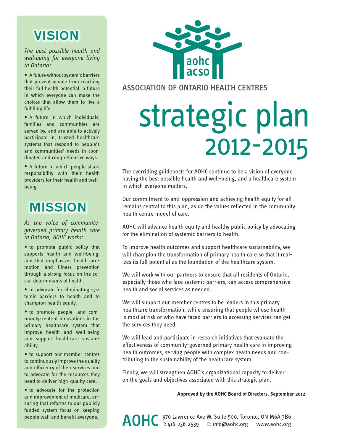 AOHC Strategic Plan 2012-2015 by Alliance for Healthier Communities - Issuu