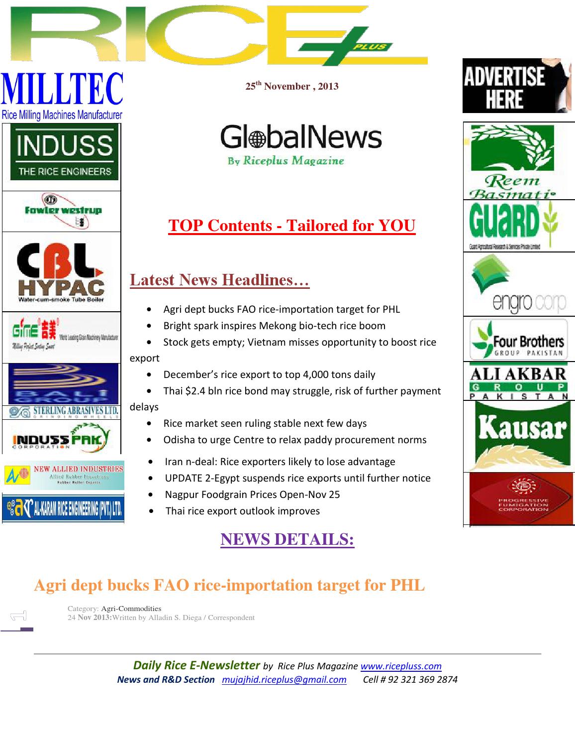 25th november,2013 (global rice news) by riceplus magazine by DAILY ...