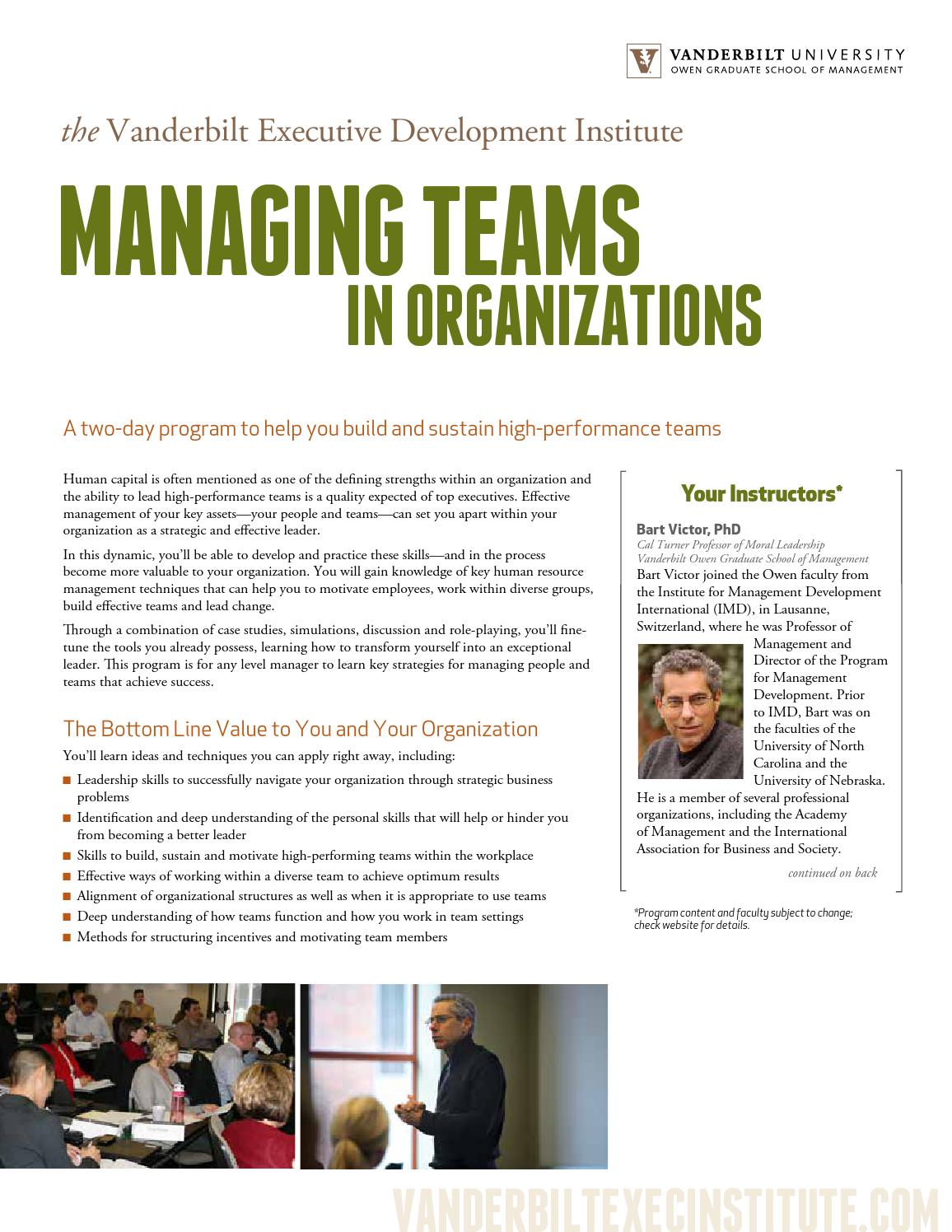 Executive Development Institute - Managing Teams in Organizations by ...