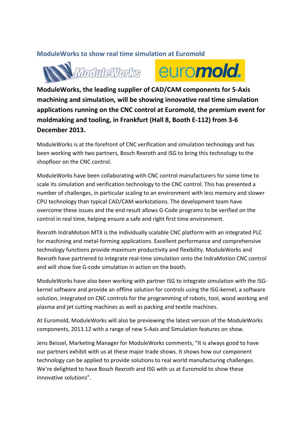 Moduleworks PR Story - ModuleWorks to show real time simulation at ...