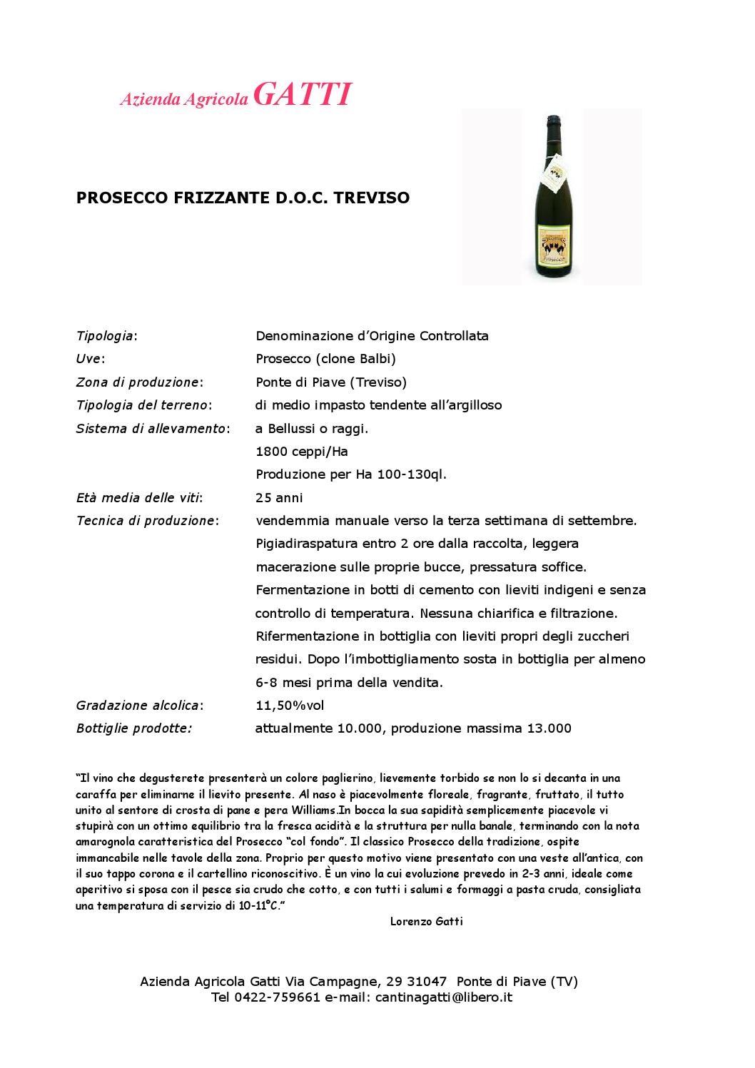 Scheda tecnica prosecco doc 2011 by cantina - Issuu