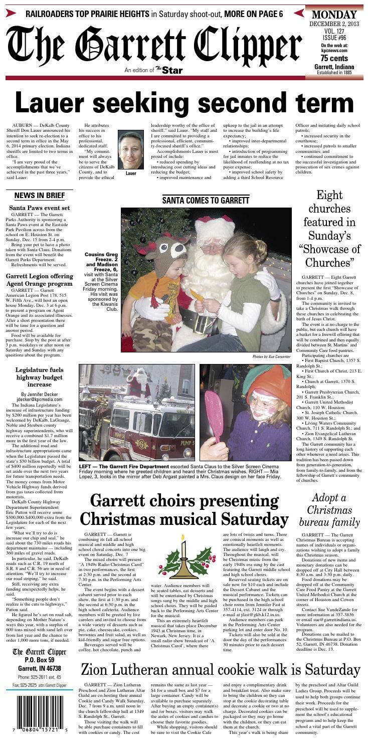 The Garrett Clipper December 2, 2013 by KPC Media Group - Issuu