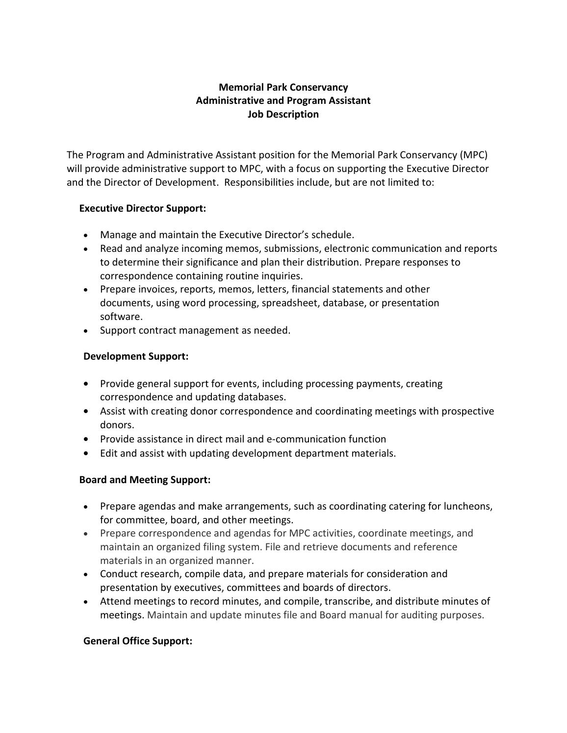 MPC Program Asst. Job Description by Memorial Park Conservancy - Issuu mpc-program-asst-job-description-by-memorial-park-conservancy-issuu