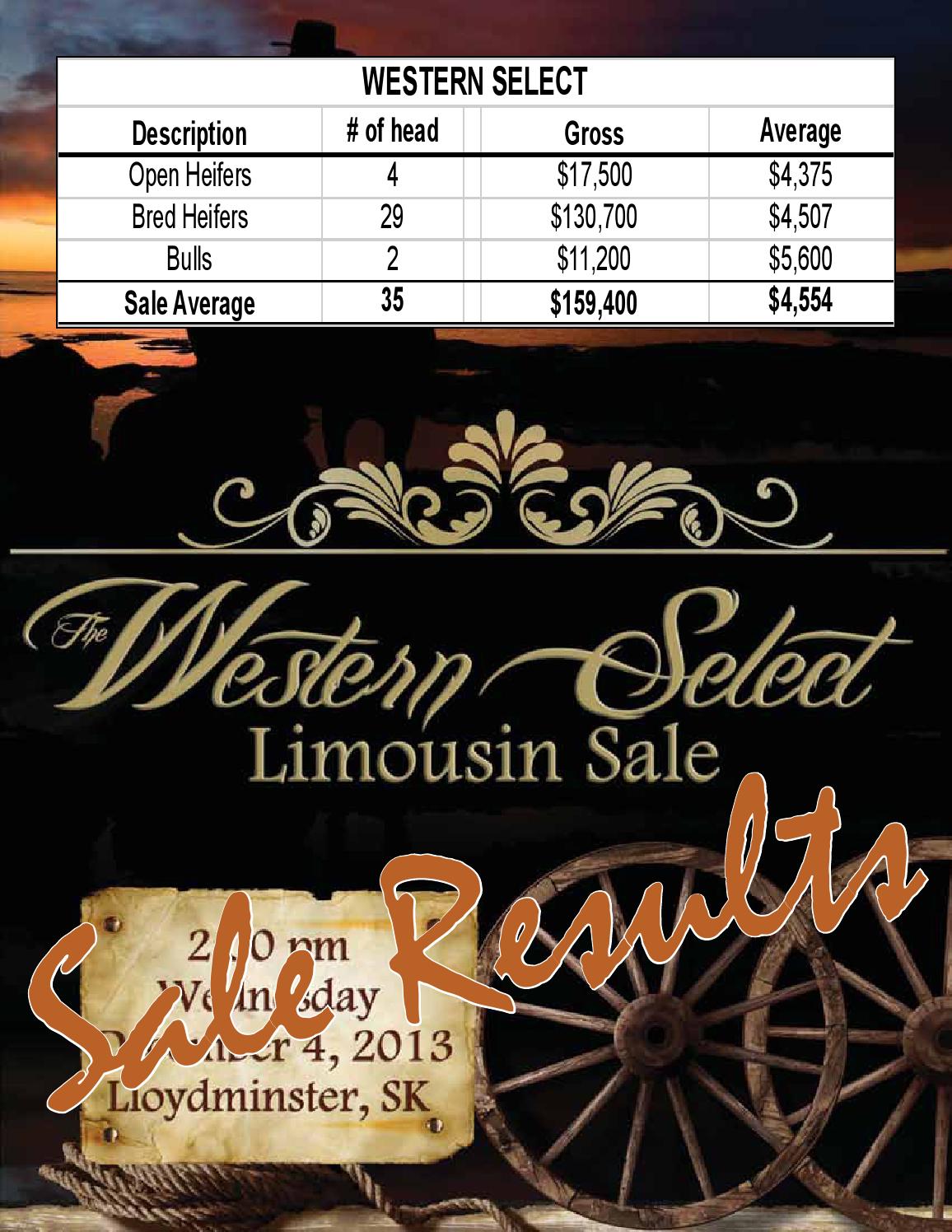 Western Select Sale Results 2013 by Bohrson Marketing Services Ltd. - Issuu