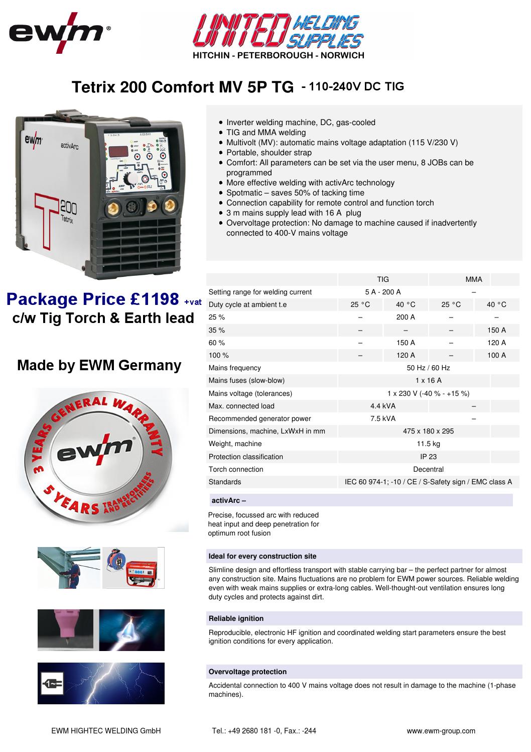 EWM 200MV DC TIG 110/240v by United Welding Supplies - Issuu