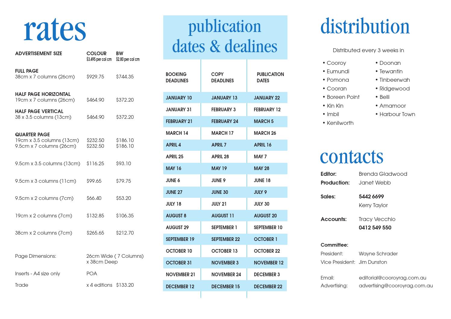 Rate card 2014 by Cooroy Rag - Issuu