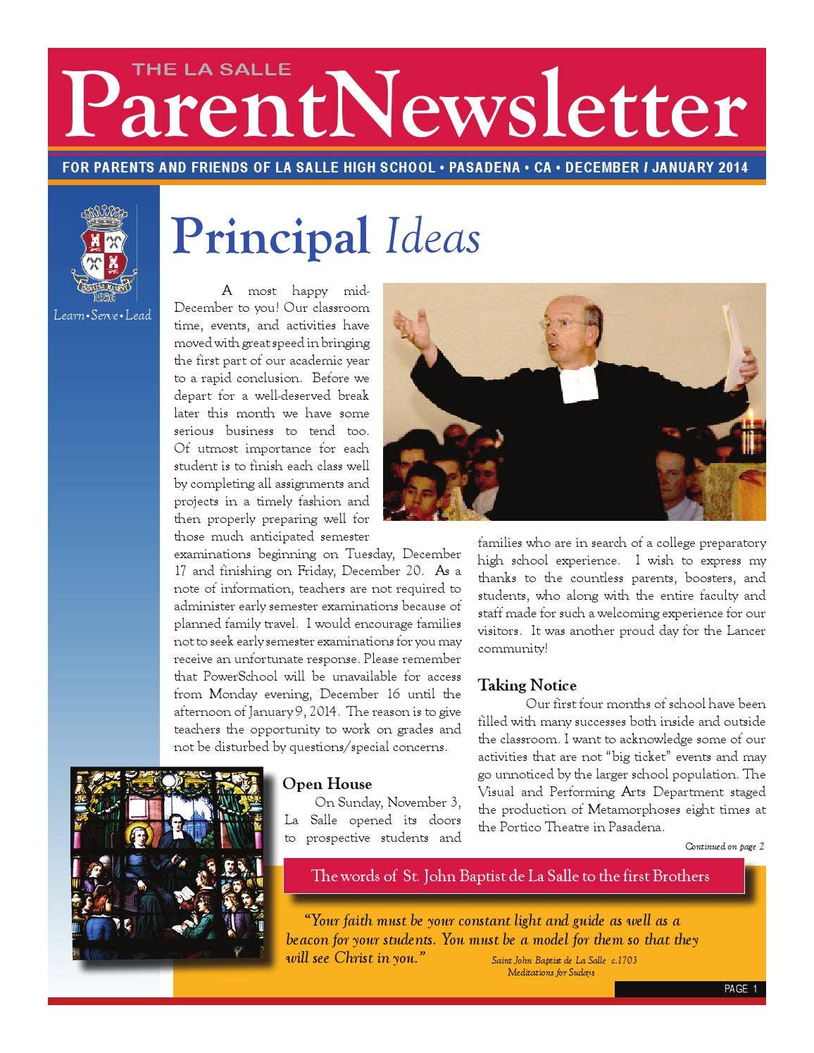 December 2013/January 2014 Parent Newsletter by La Salle College ...