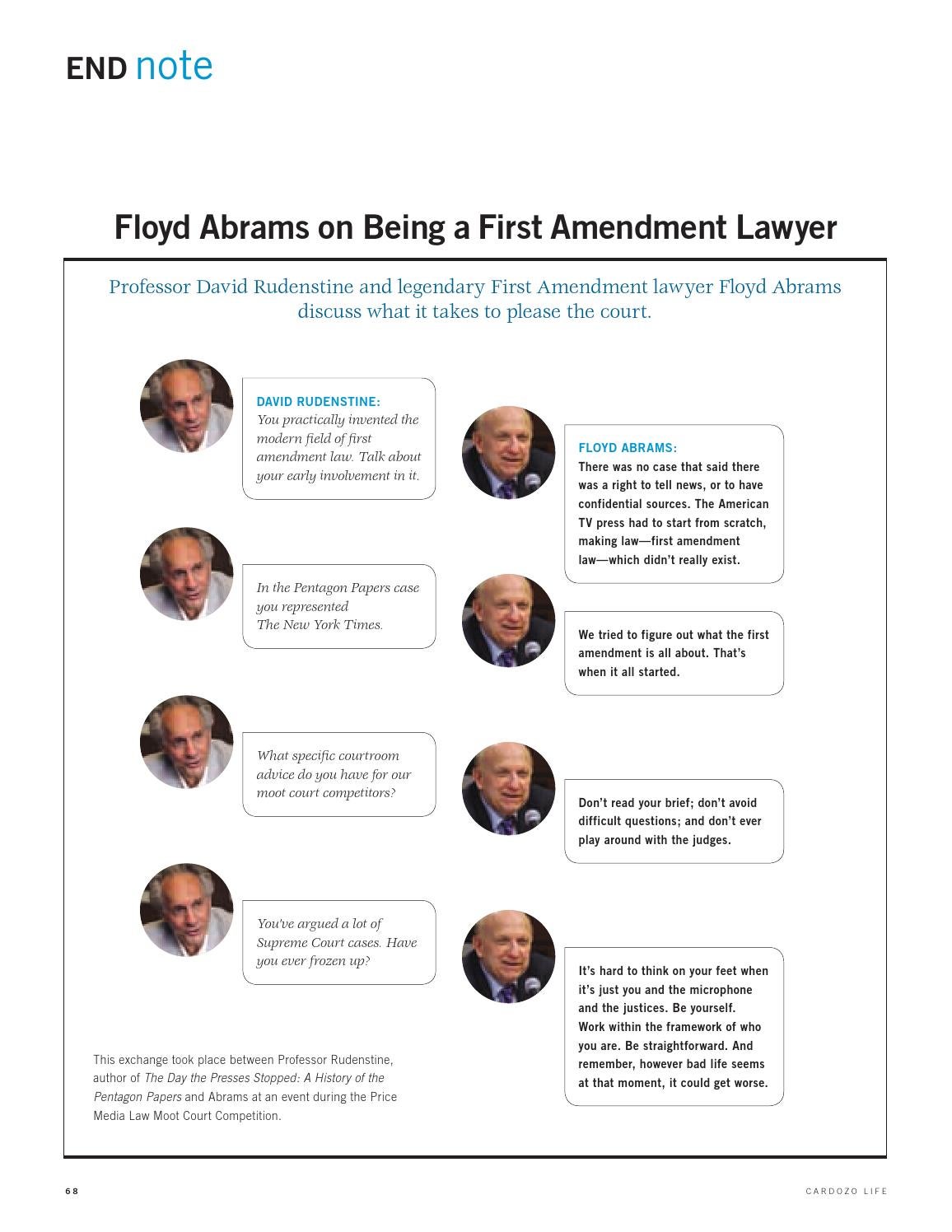 Floyd Abrams on Being a First Amendment Lawyer by Cardozo School of Law ...