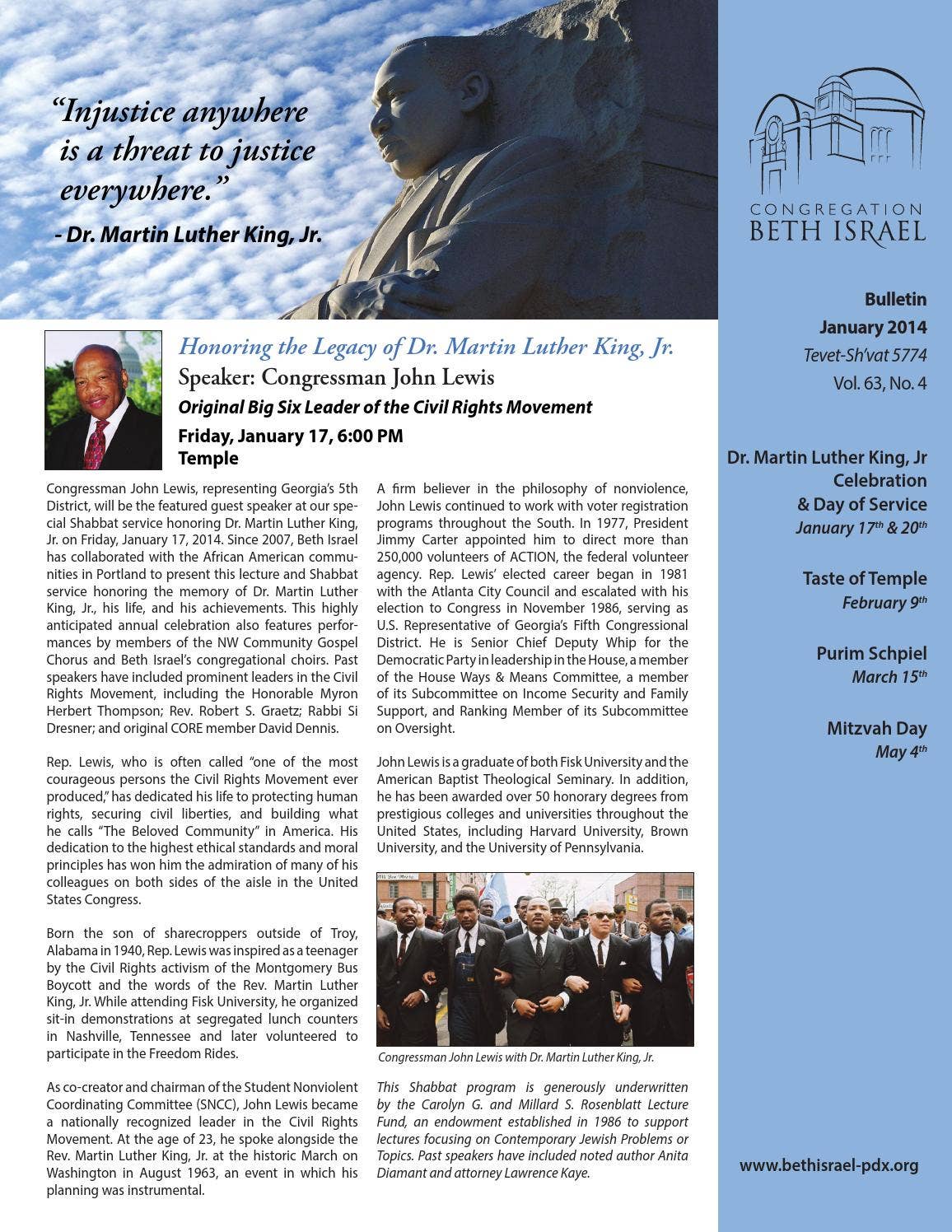 January 2014 Bulletin - Congregation Beth Israel, Portland Oregon by ...