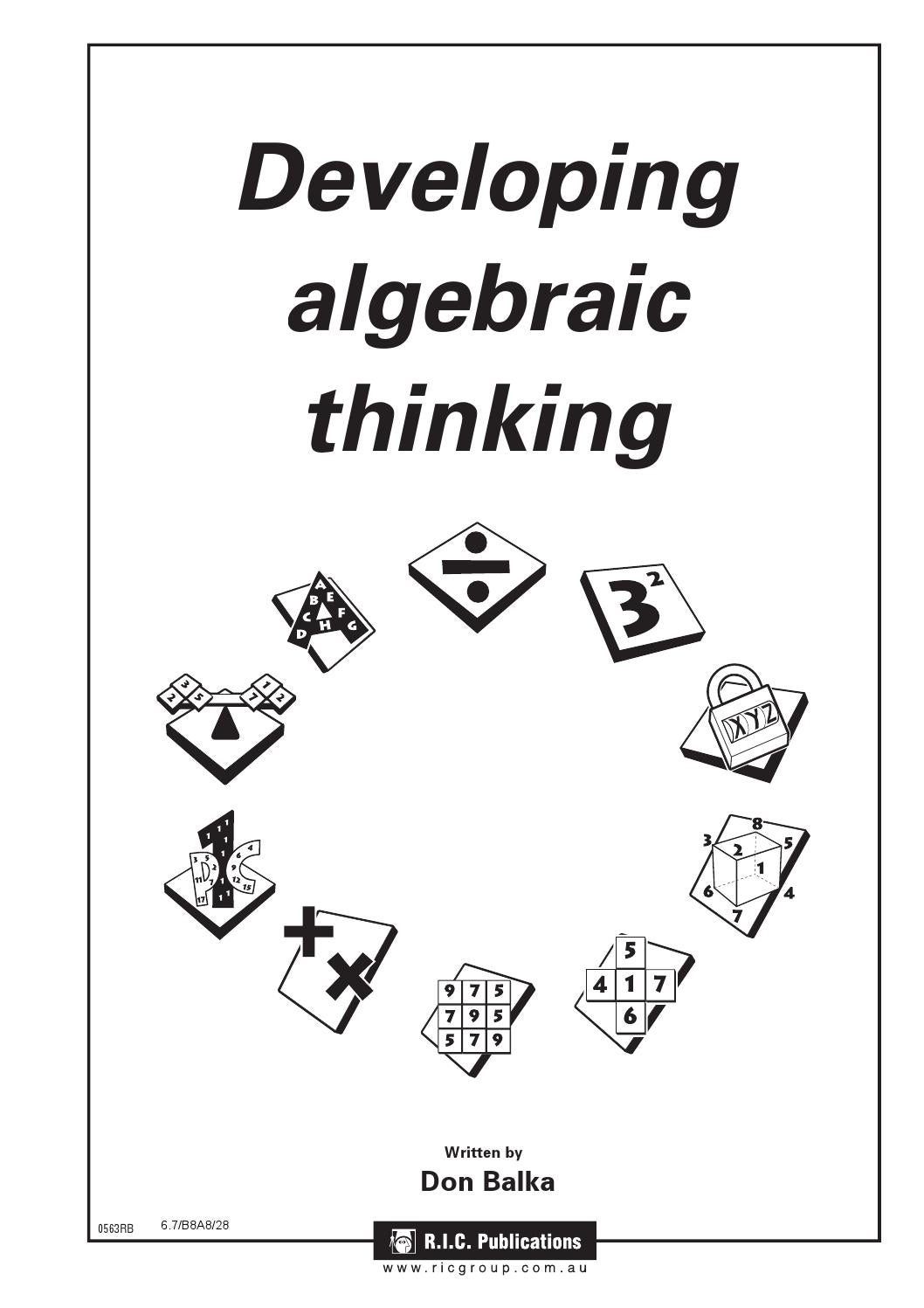 Algebra - Building Big Ideas: Developing Algebraic Thinking by Teacher ...