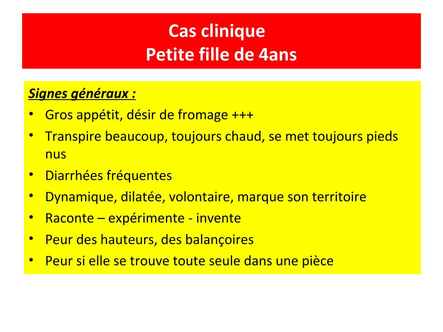 Cas clinique d'une petite fille de 4 ans présentation du cas by NEMI ...