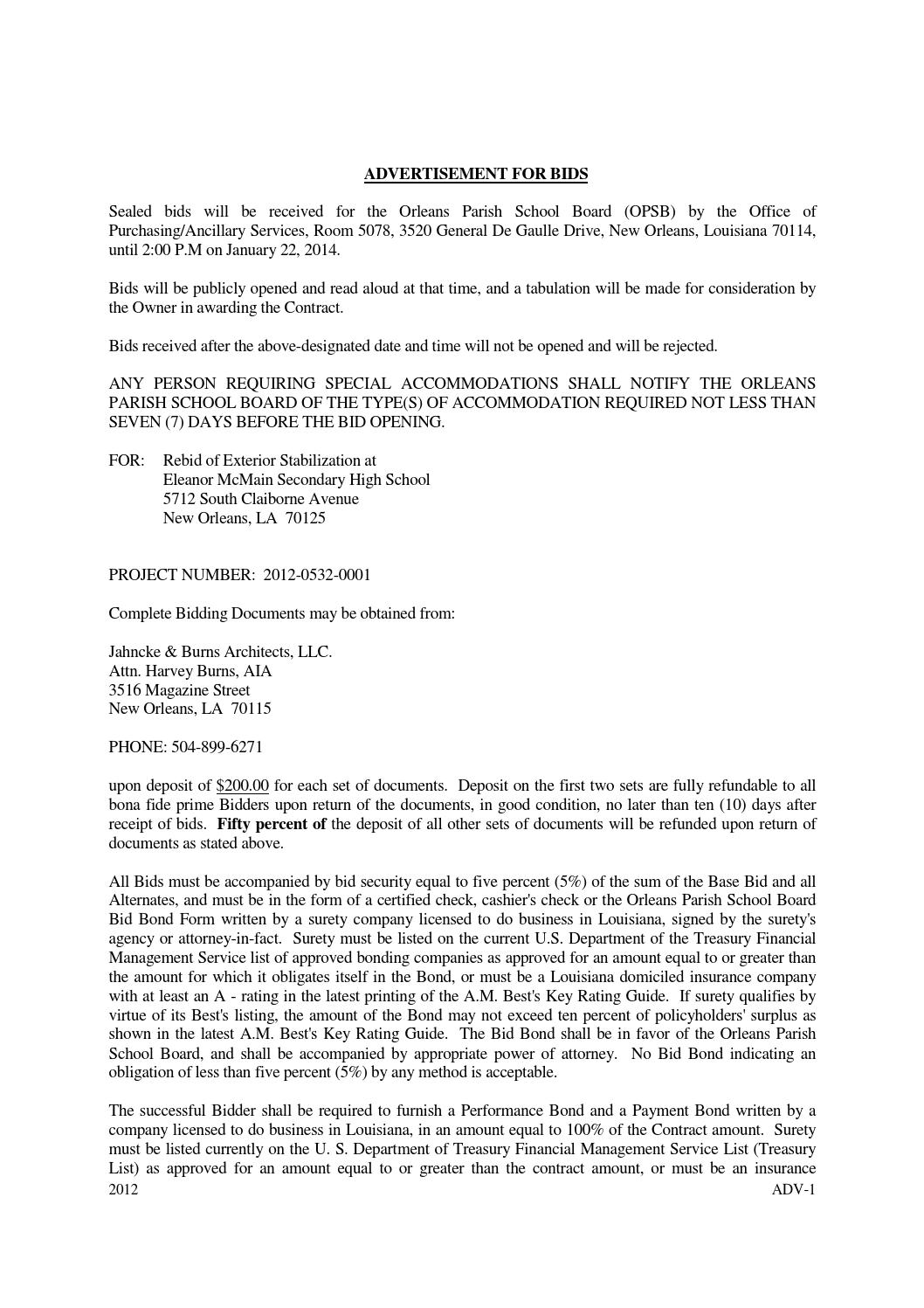 advertisement-for-bids-mcmain-stabilization by Peggy Abadie - Issuu