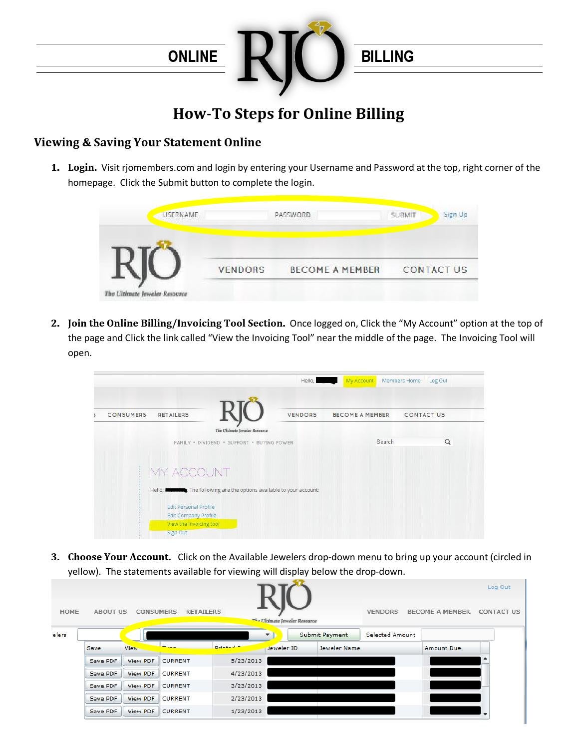 RJO Online Billing Instructions by RJO inc - Issuu