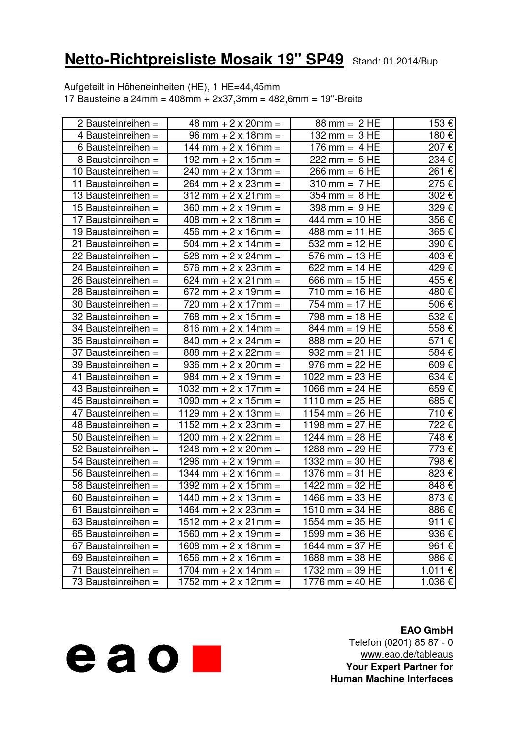 Preisliste 2014 eao mosaik 19zoll by EAO AG - Issuu
