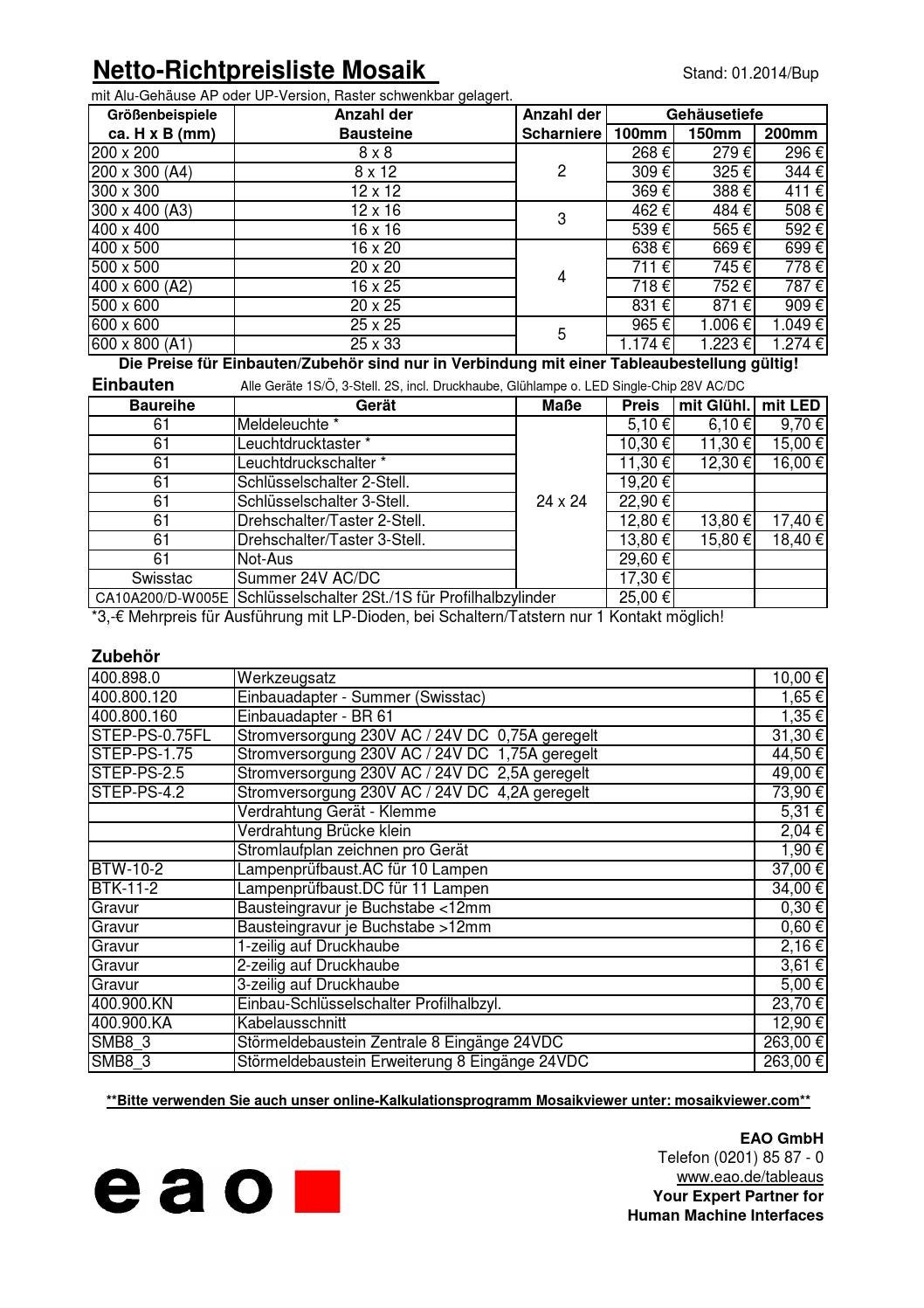 Preisliste 2014 eao mosaik by EAO AG - Issuu