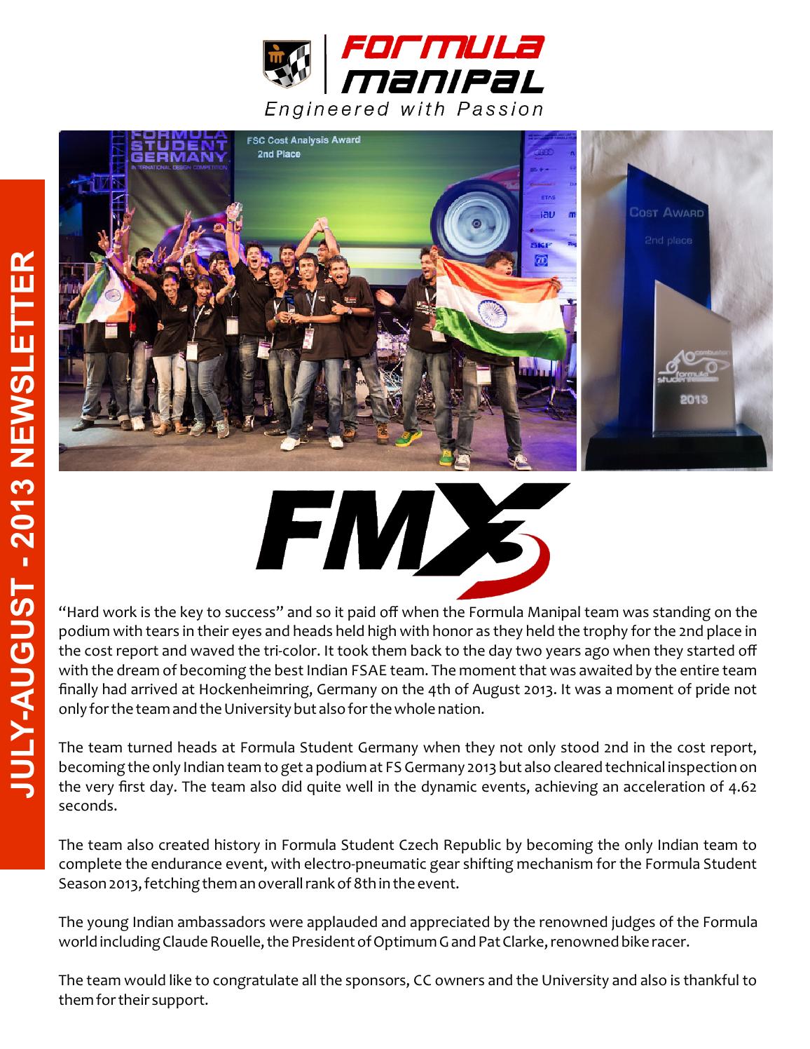 Formula Monthly - July-August Newsletter 2013 by Formula Manipal - Issuu