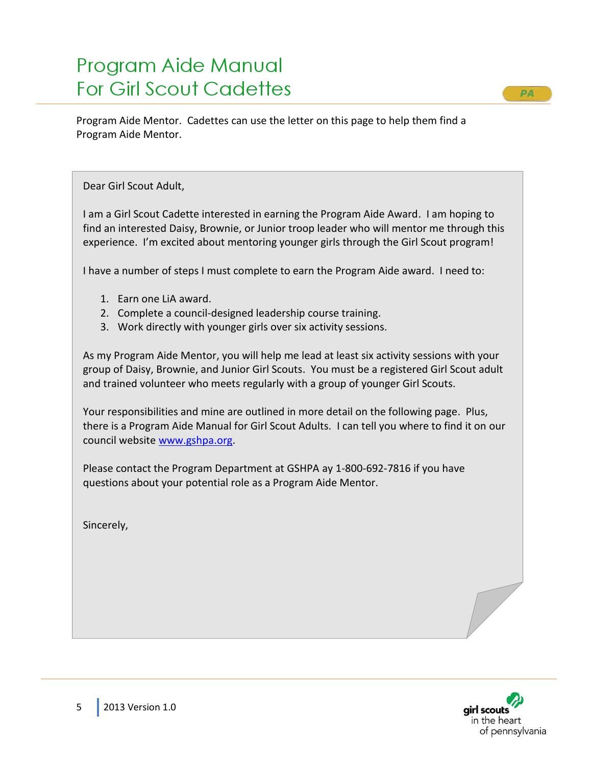 Program Aide Manual for Cadette Girl Scouts by Girl Scouts in the Heart ...