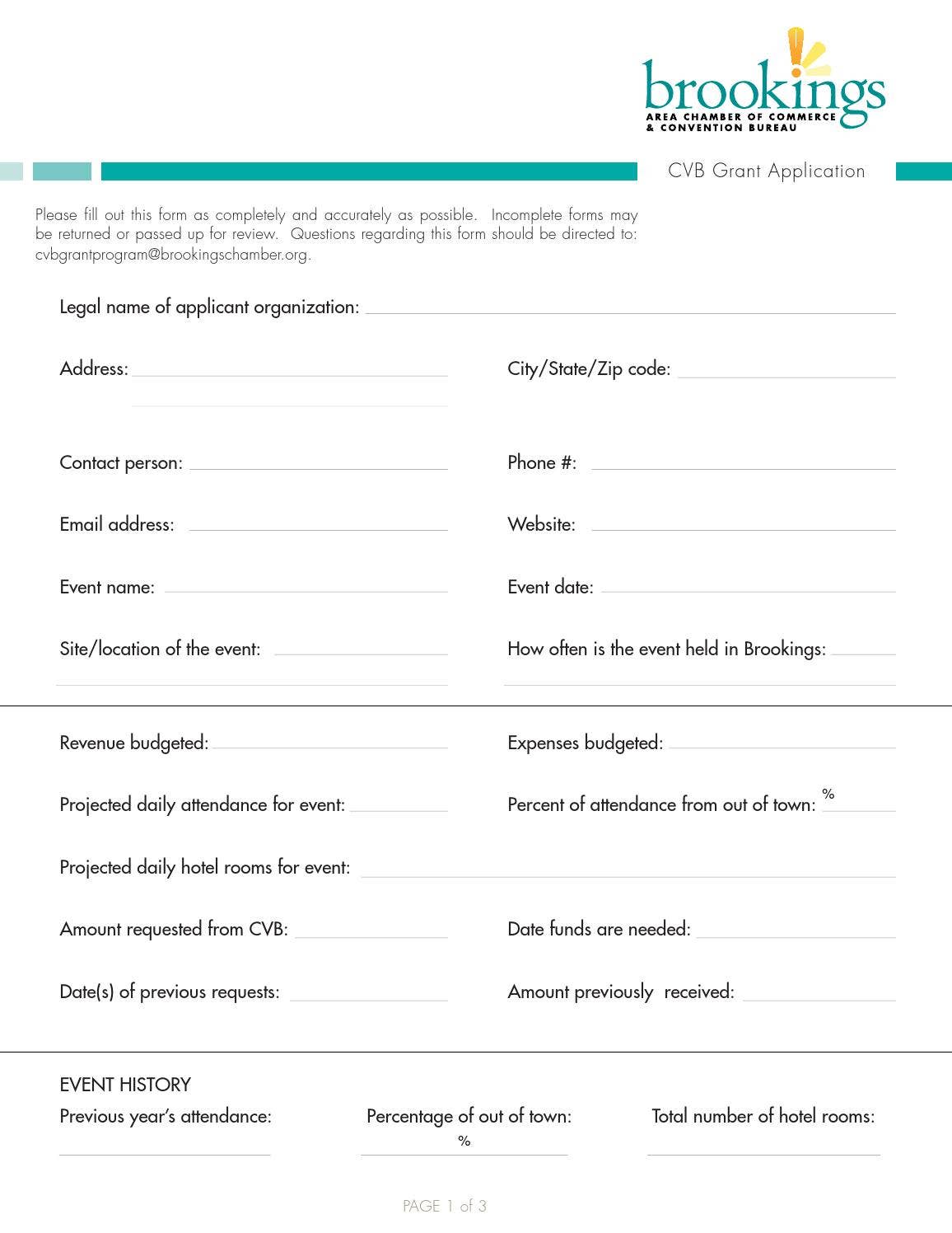 Cvb grant application 2014 eform by Visit Brookings - Issuu