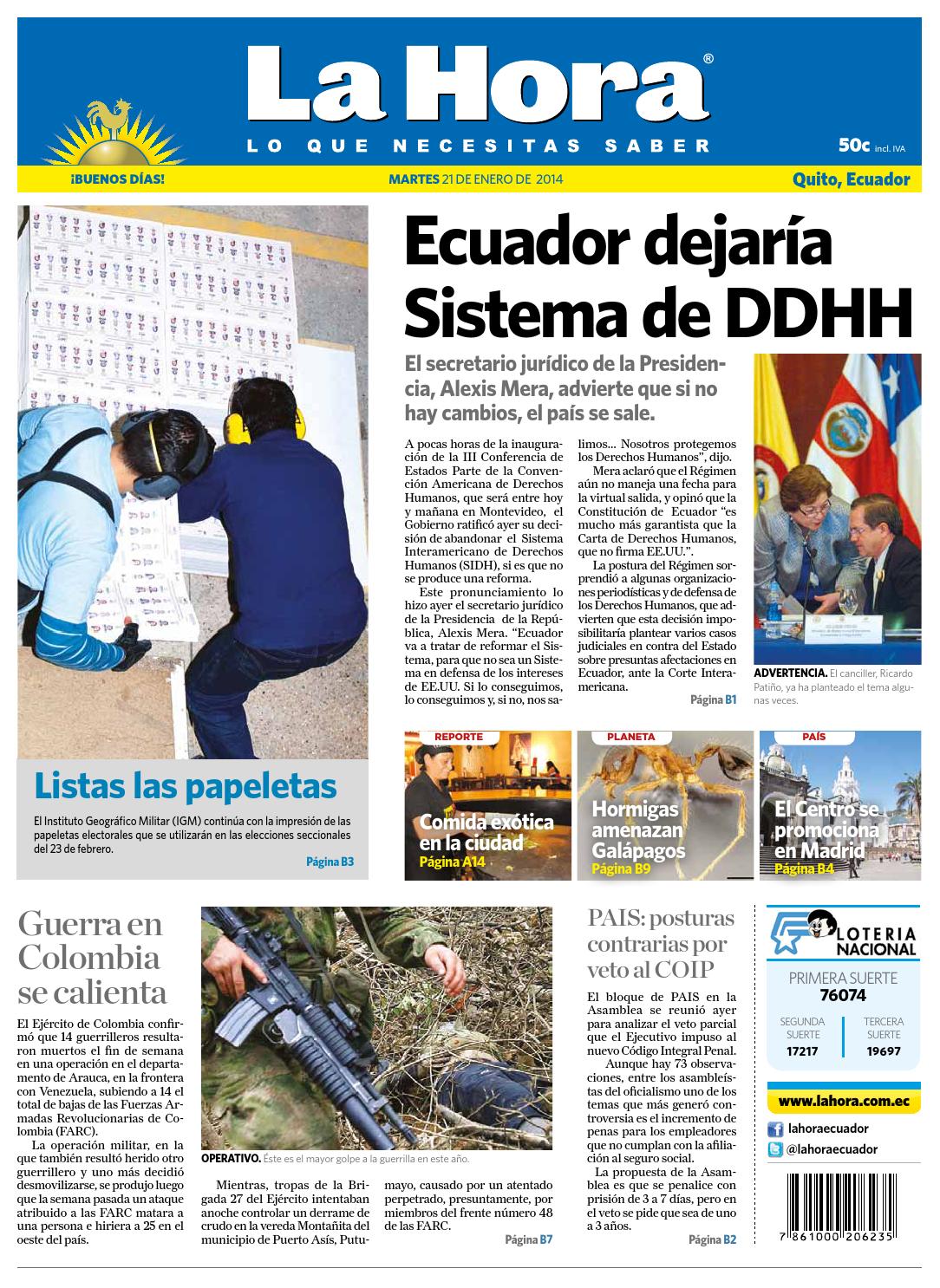 La Hora Quito 21 enero 2014 by LA HORA Ecuador - Issuu