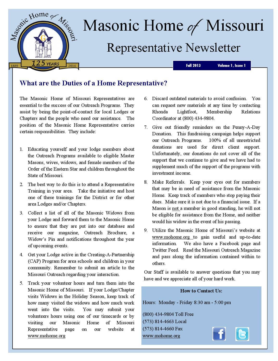 Home rep newsletter by Masonic Home of Missouri - Issuu