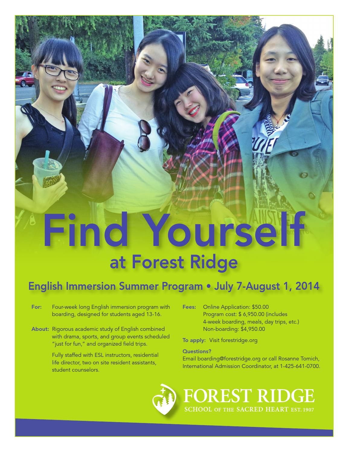 English Summer Immersion Program at Forest Ridge by Forest Ridge School ...