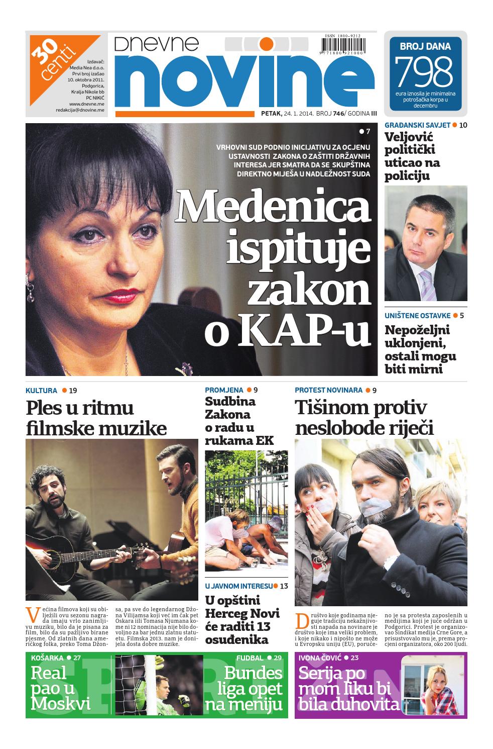 Naslovna 24. januar 2014. by Dnevne Novine - Issuu
