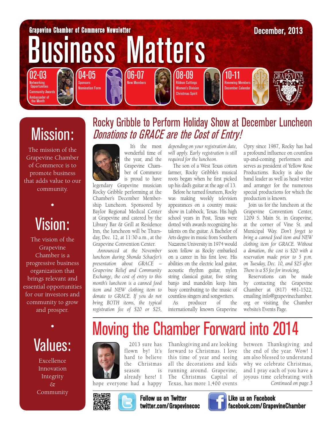 December 2013 Monthly Newsletter - Business Matters by Grapevine ...