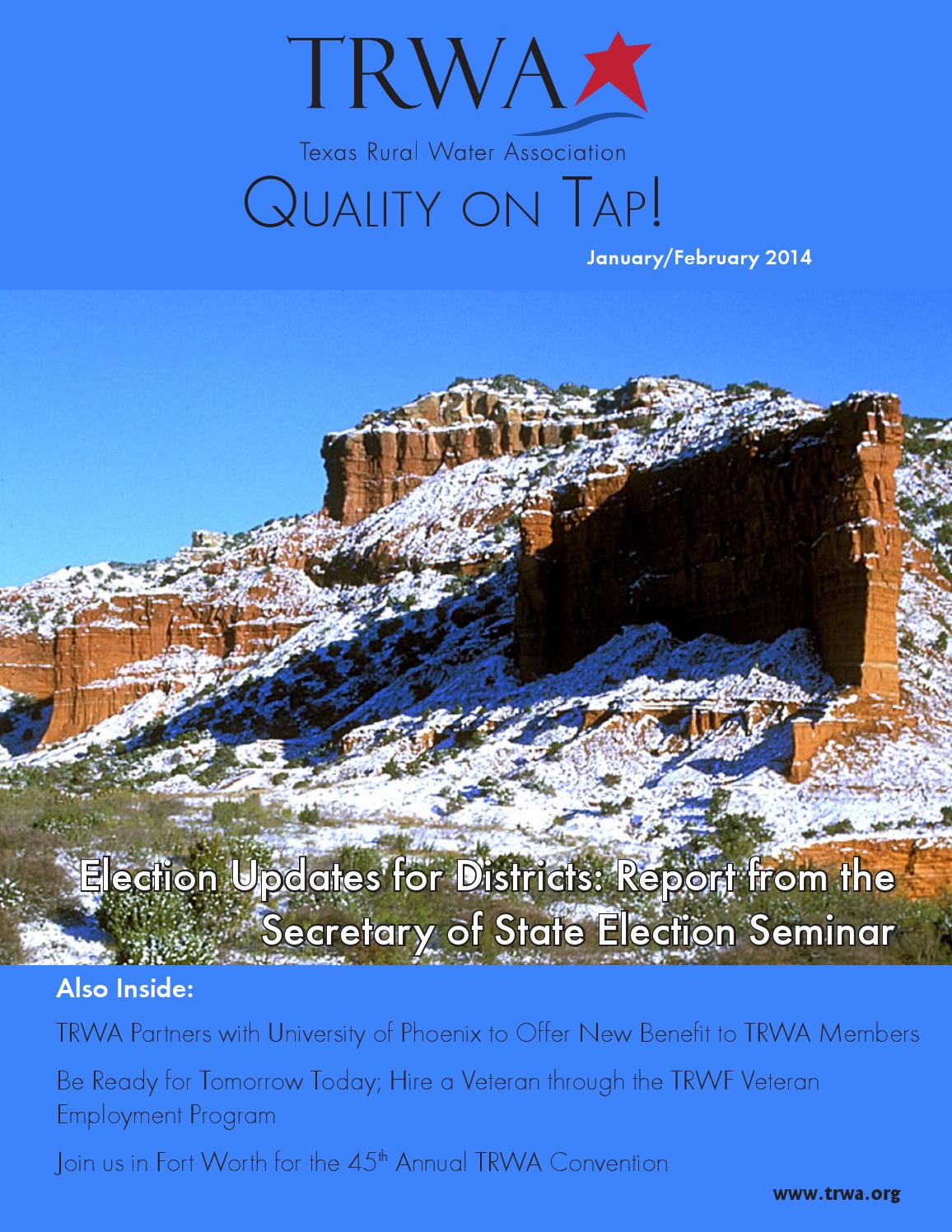 Quality on Tap! - Jan/Feb 2014 by Texas Rural Water Association - Issuu