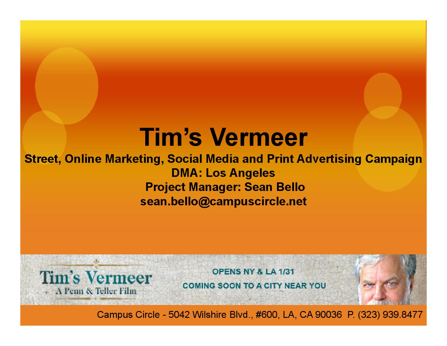 Tim's Vermeer Recap by Sean Bello - Issuu