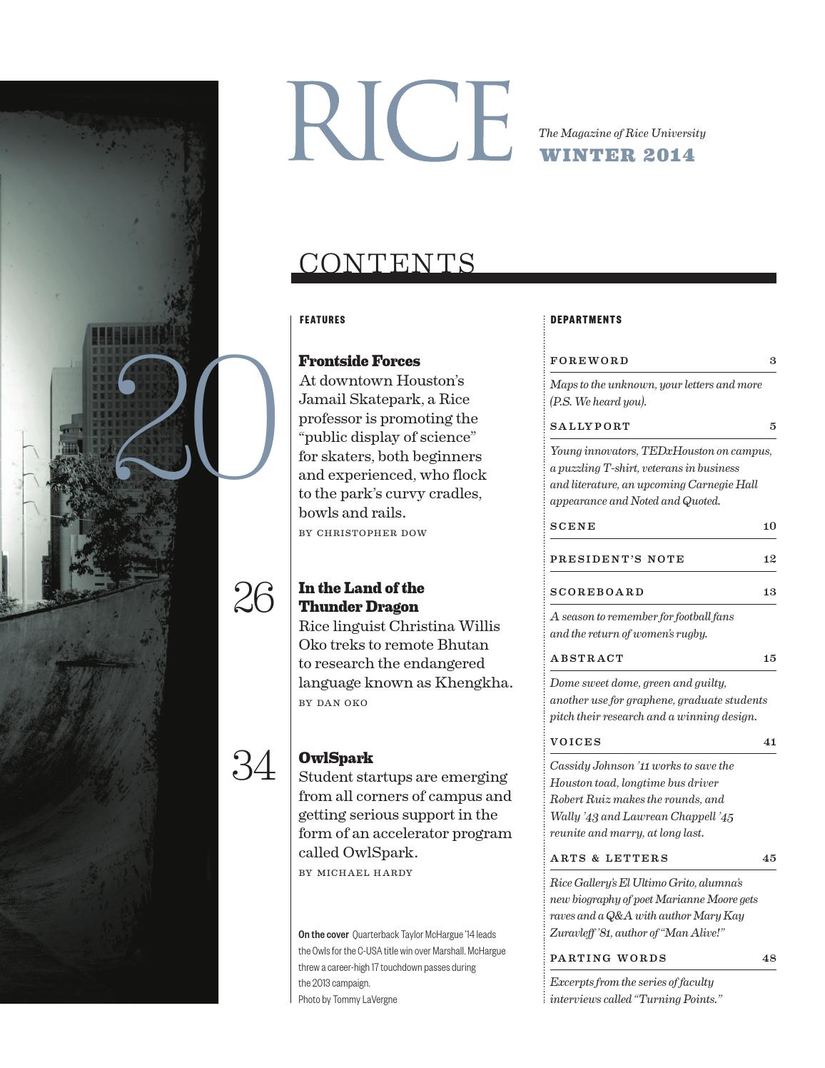 Rice Magazine | Winter 2014 by Rice University - Issuu