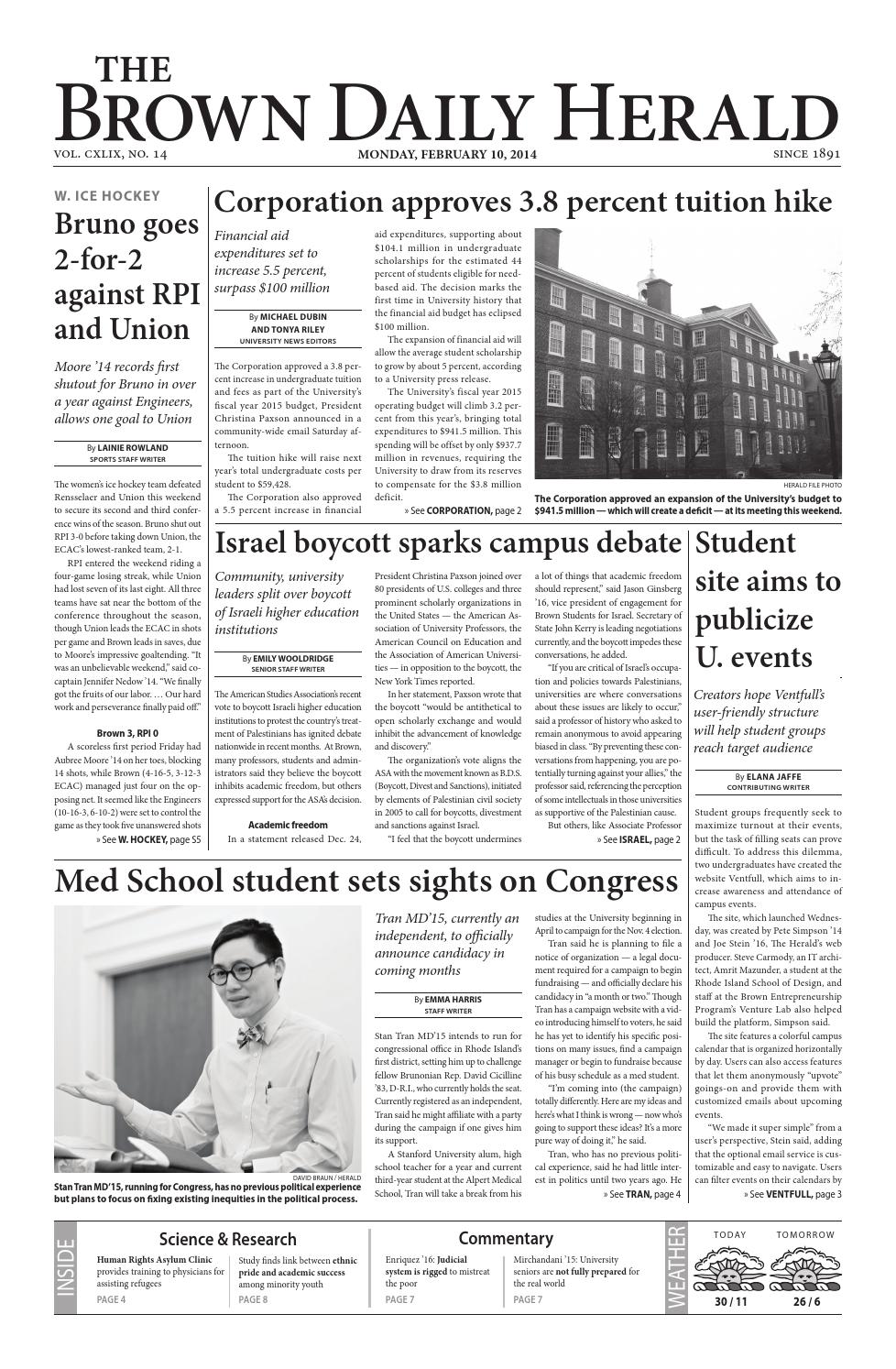 Monday, February 10, 2014 by The Brown Daily Herald - Issuu