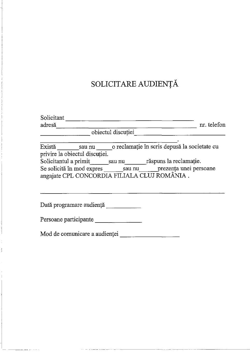 Formular solicitare audienta by CPL CONCORDIA - Issuu