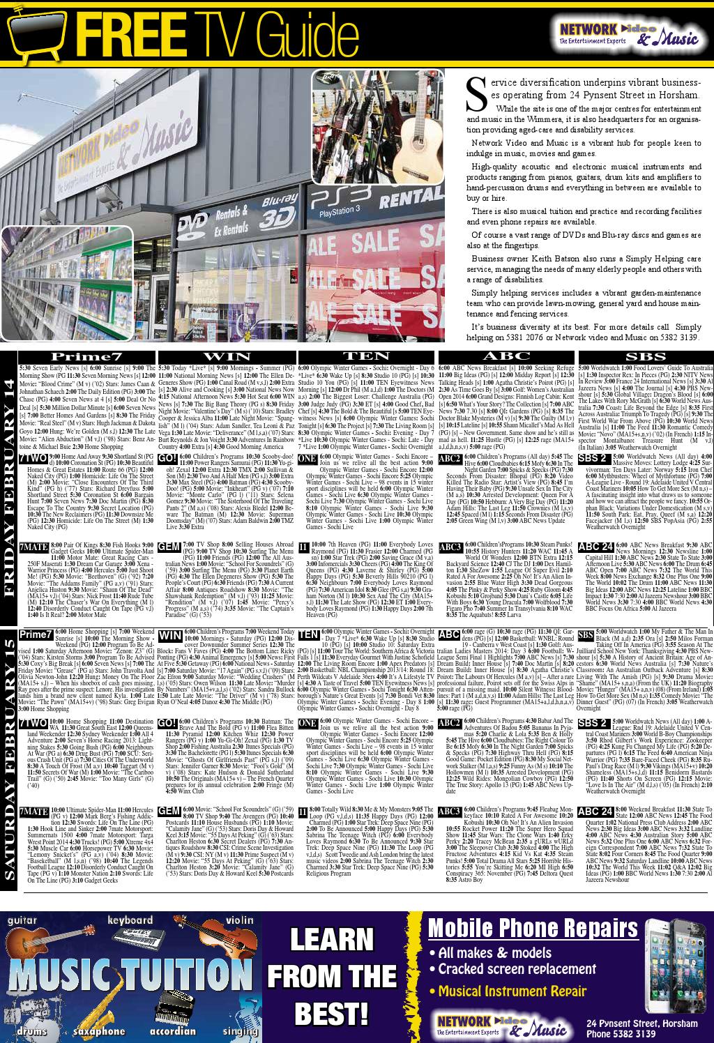 TV Guide - February 14 - February 20, 2014 by The Weekly Advertiser - Issuu