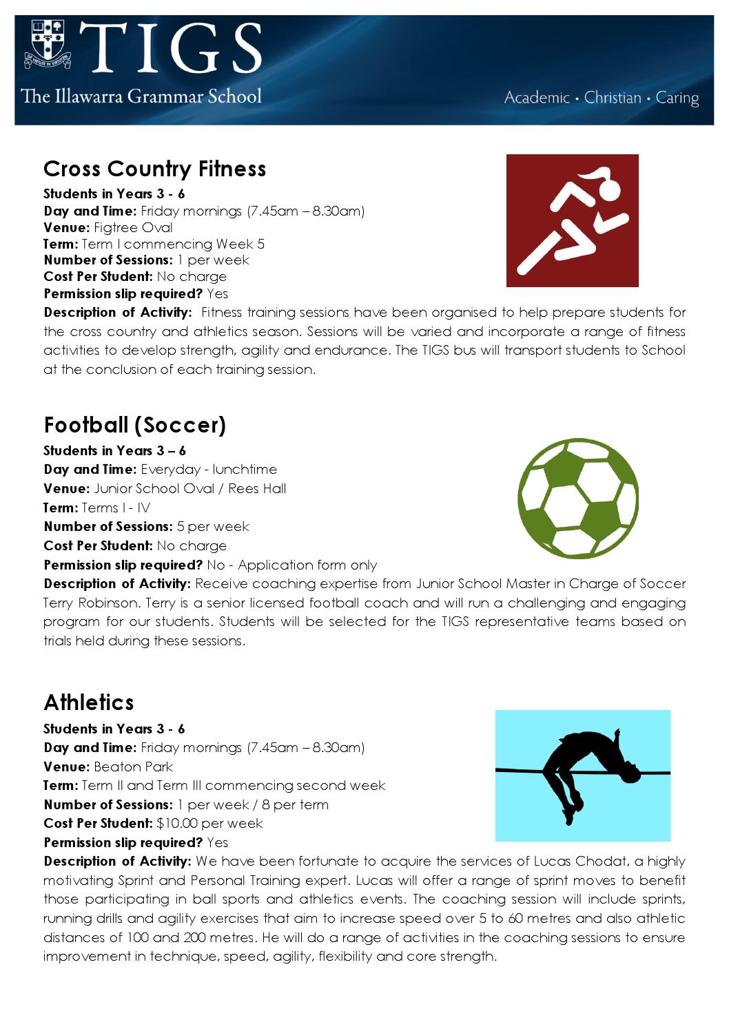 Co curricular activity list for students by The Illawarra Grammar ...