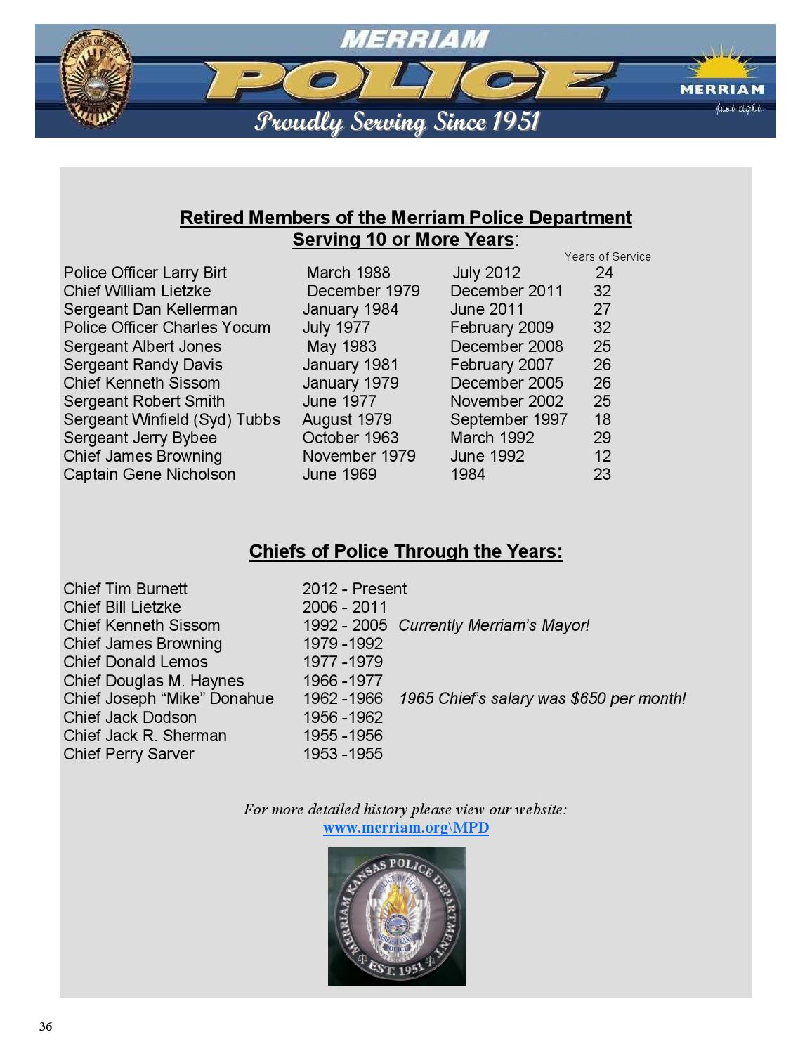 Merriam Police Department 2013 Annual Report by City of Merriam, Kansas ...