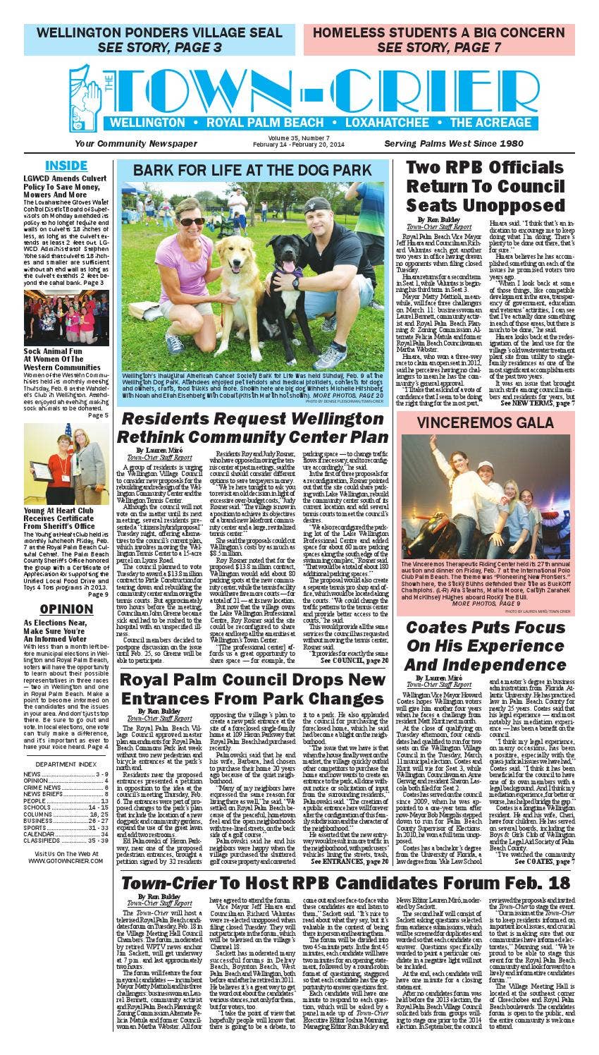 Town-Crier Newspaper February 14, 2014 by Wellington The Magazine LLC ...