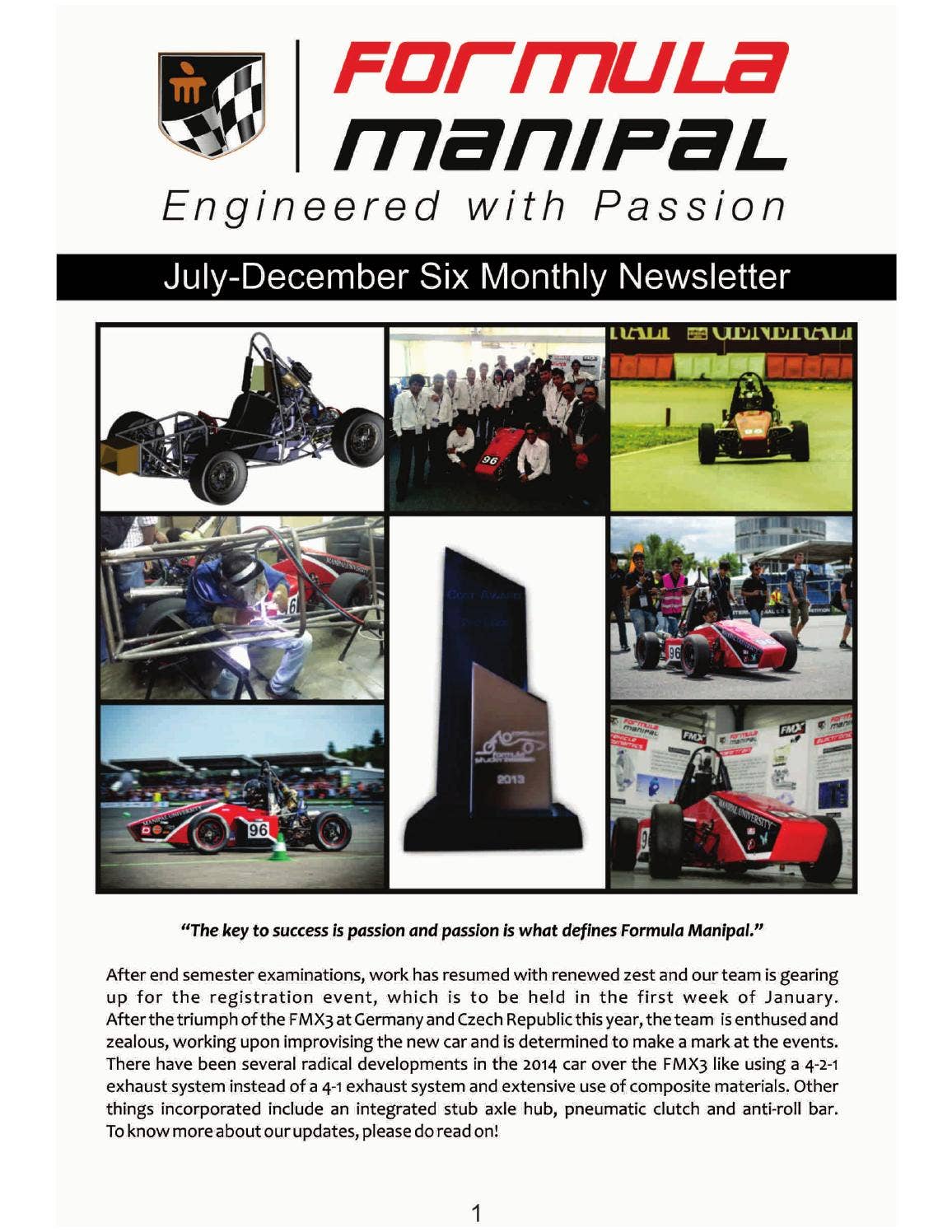 Six Monthly (July - December) Newsletter 2013 by Formula Manipal - Issuu