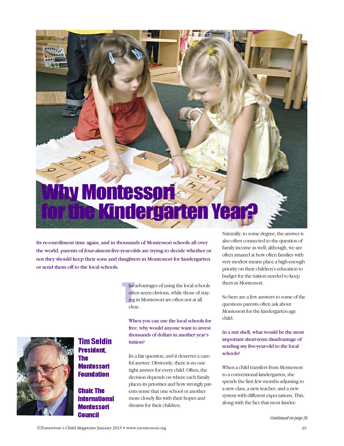 Why montessori for the kindergarten year? by The Montessori Foundation ...