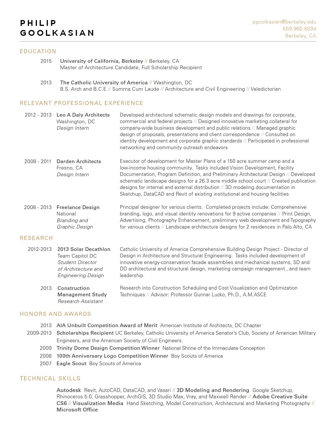 Philip Goolkasian Architecture Resume by Philip Goolkasian - Issuu