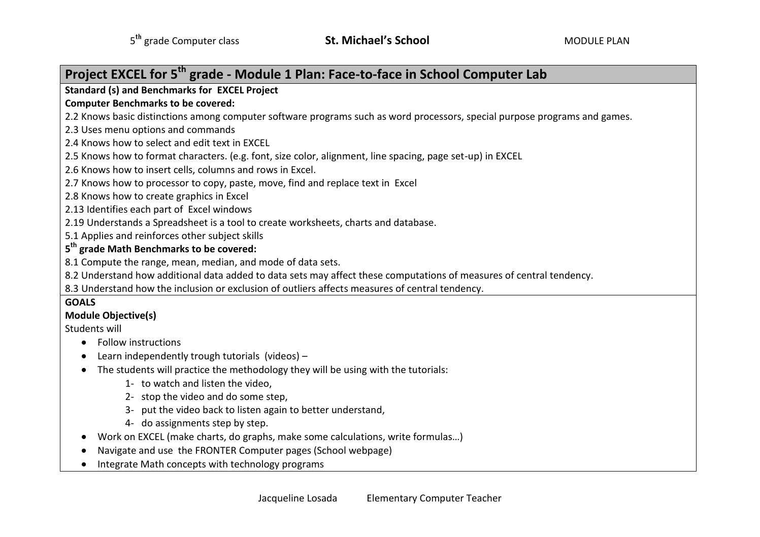 Jlmoduleplanforexcelproject5thgrade by Adasol - Issuu