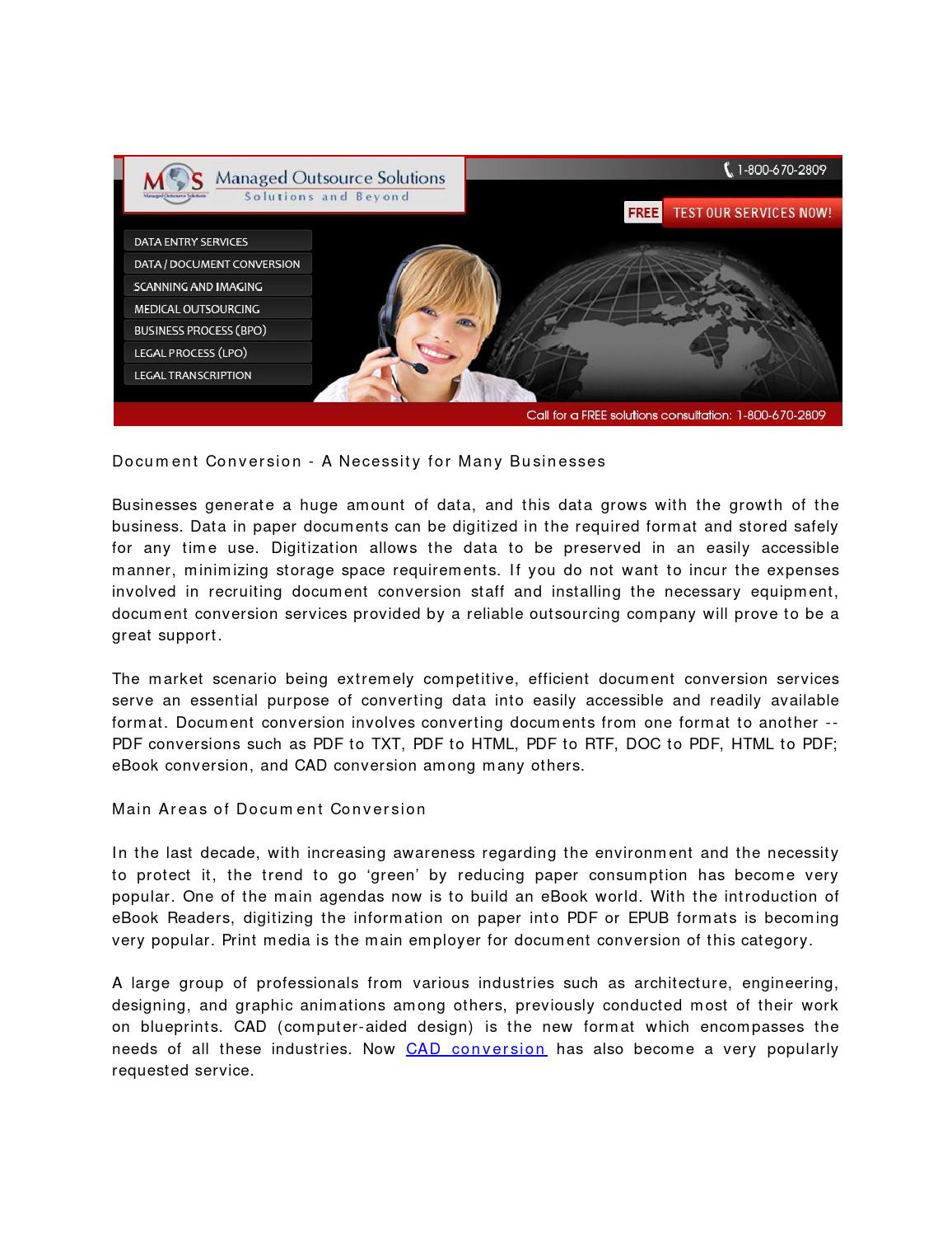 Document conversion a necessity for many businesses by Managed Outsource Solutions - Issuu