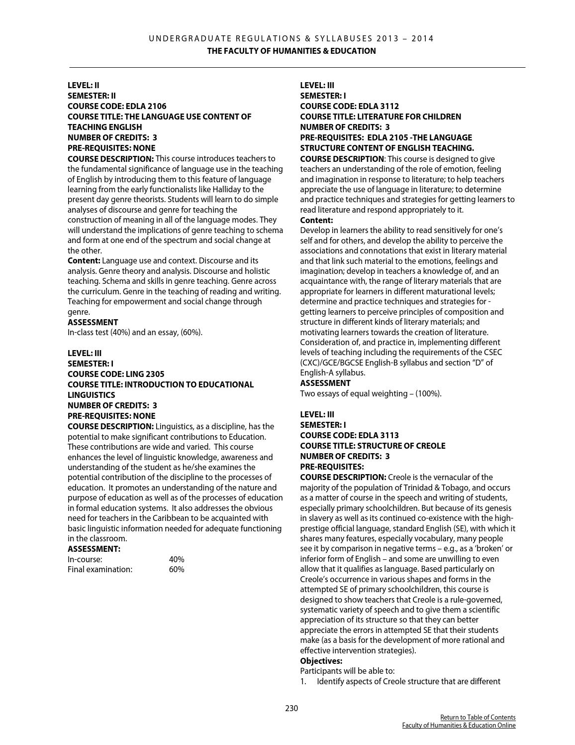 Faculty of Humanities & Education Undergraduate Booklet 2013 - 2014 by ...