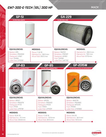 Catálogo de filtros para motores de Servicio Pesado by GONHER ...