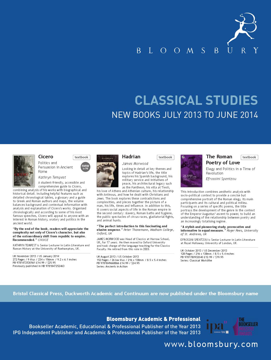 Classical studies - New Books, July 2013-June 2014 by Bloomsbury ...
